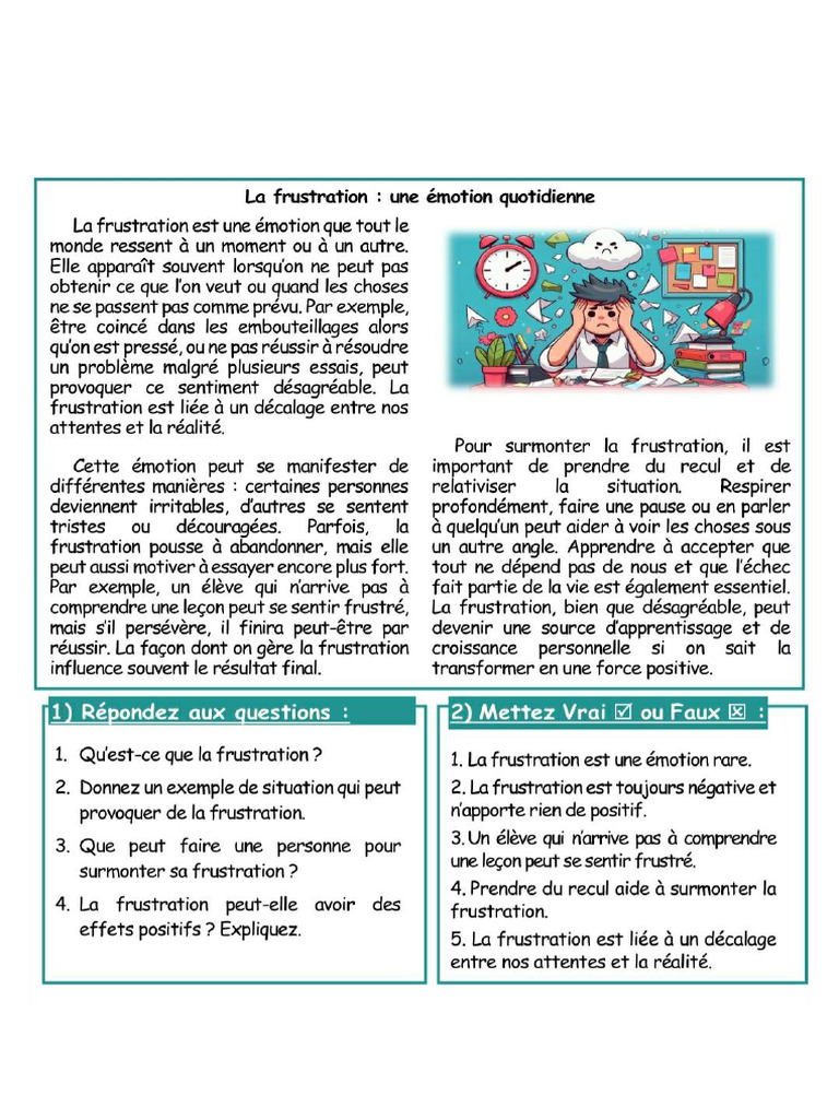 La Frustration Une Émotion Quotidienne | PDF