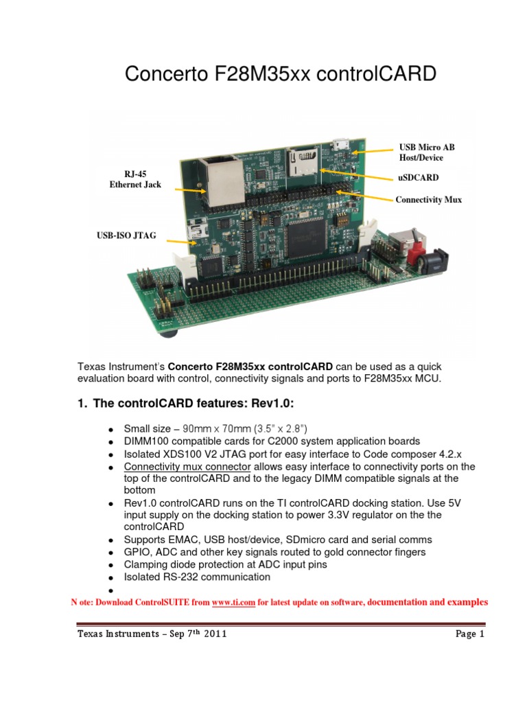 F28M35xx InfoSheet Rev1 0-09-07 11 Release | PDF | Usb | Electrical ...