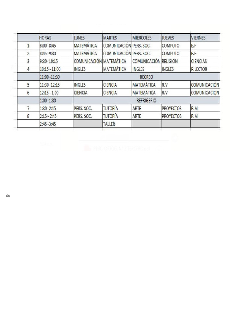 Horario Definitivo 3ro | PDF