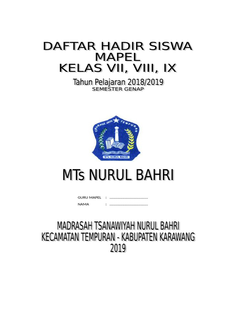Cover Daftar Siswa Mapel Wali Murid Pdf
