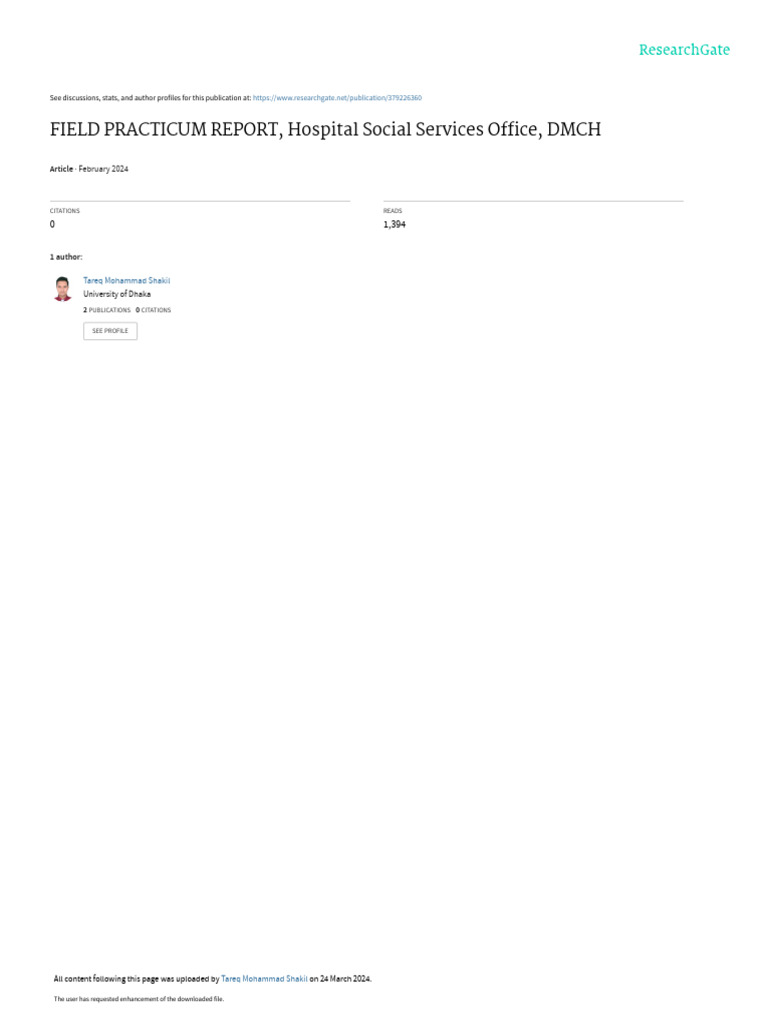 Field Practicum Report Final Edit | PDF | Social Work | Knowledge