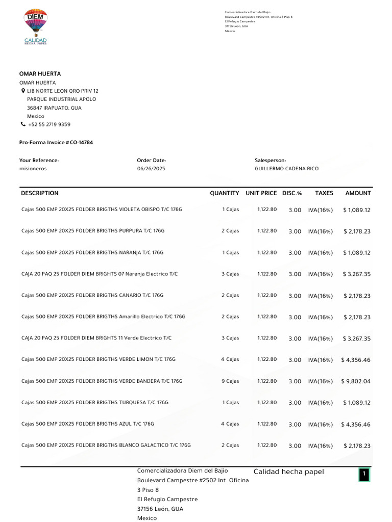 Proforma Co 14784 | PDF | Color | Procesamiento de imágenes