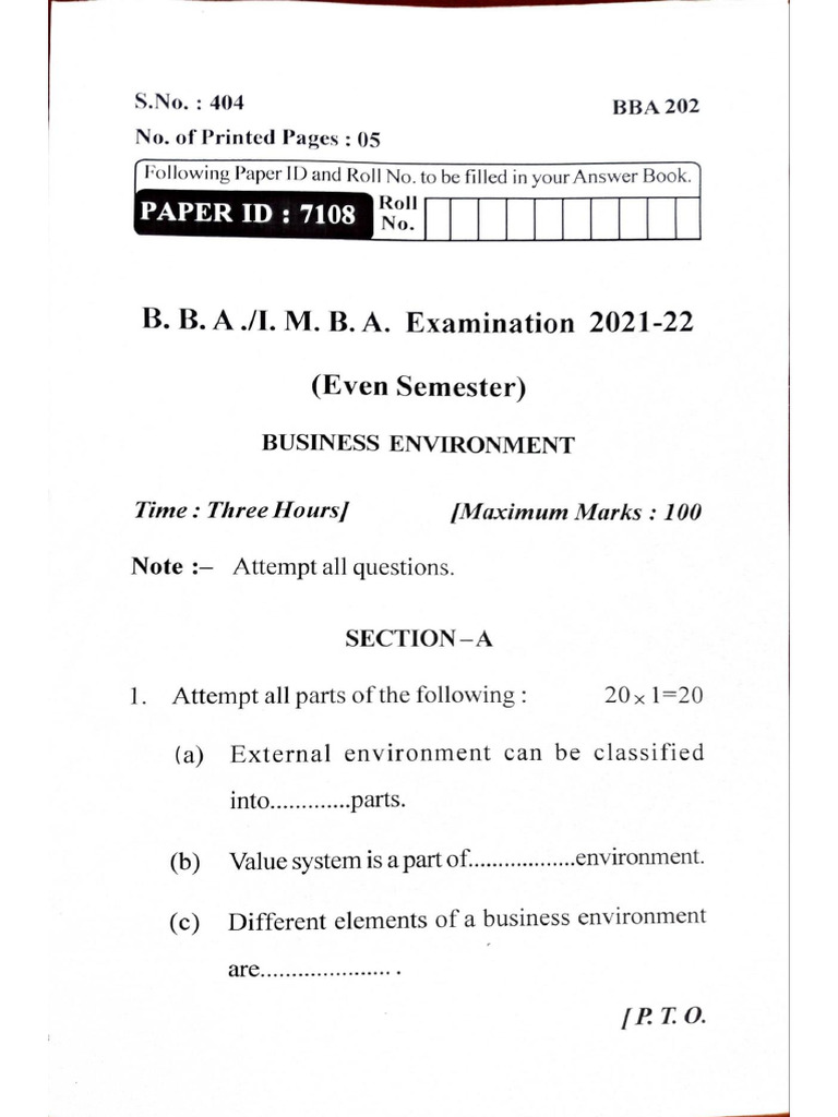 Bba202 Ques Paper | PDF