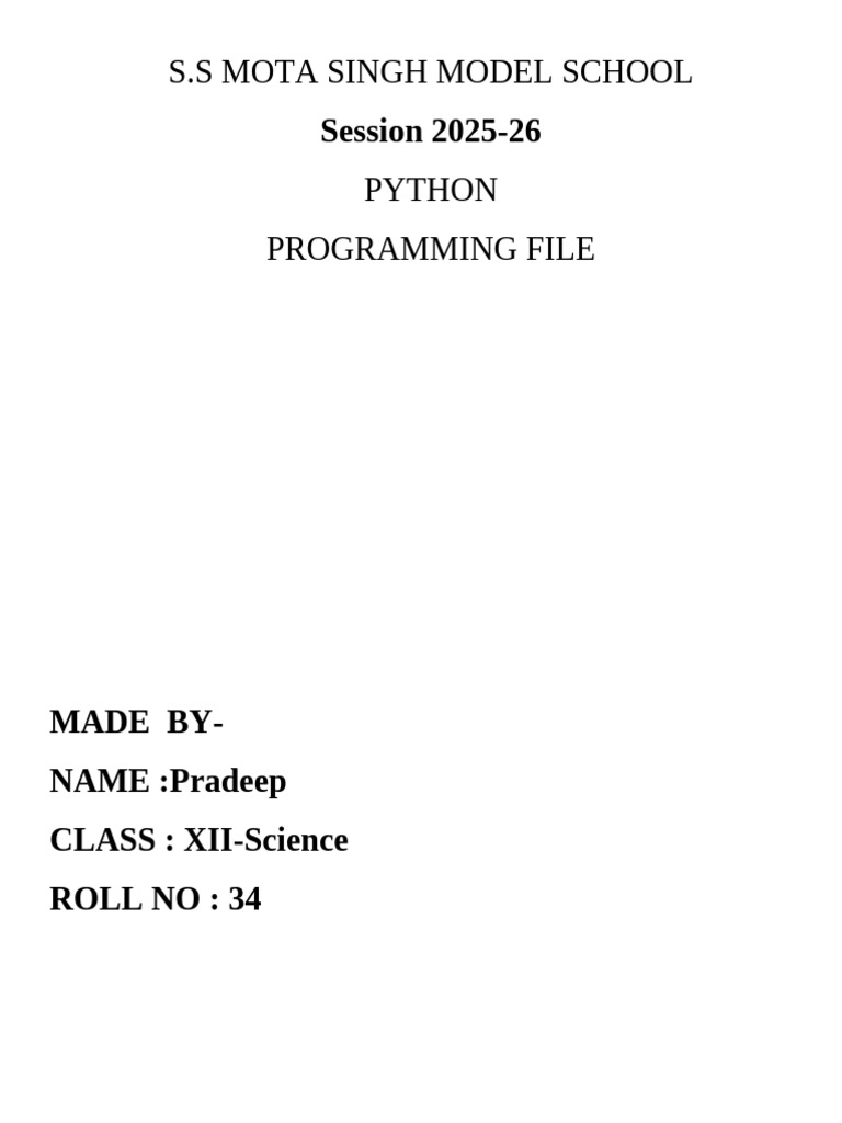 Class12 Cs Practical File | PDF | Computer Programming | Algorithms And Data Structures