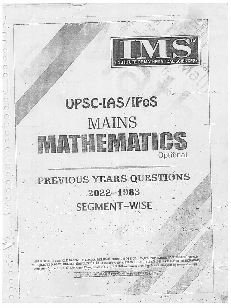 Maths Topicwise PYQ 1983-2022 | PDF