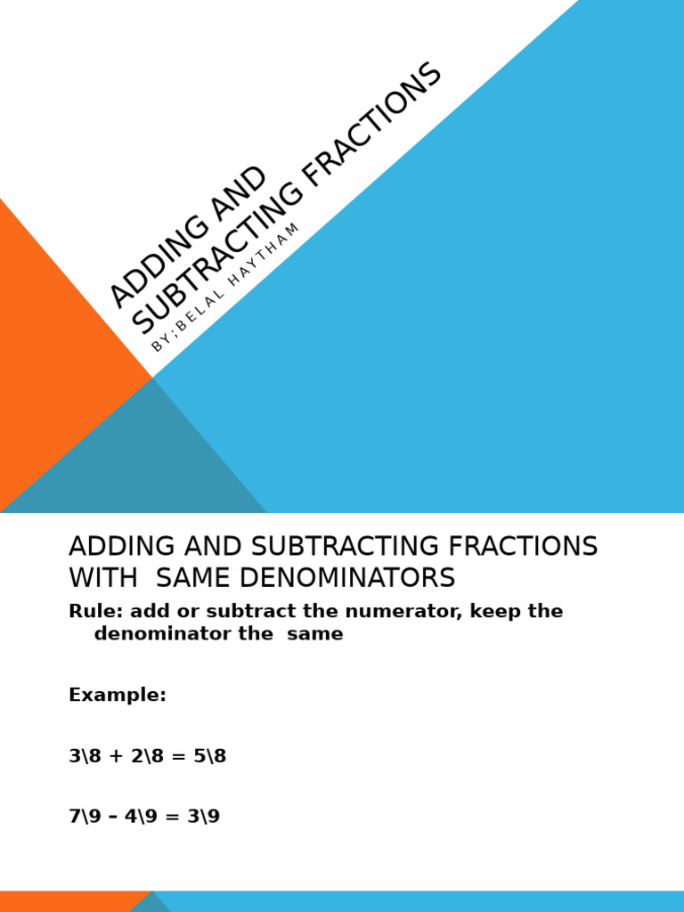 Adding and Subtracting Fractions Guide | PDF