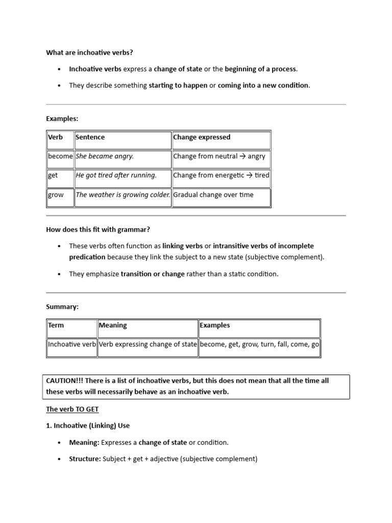 Inchoative Verbs | PDF