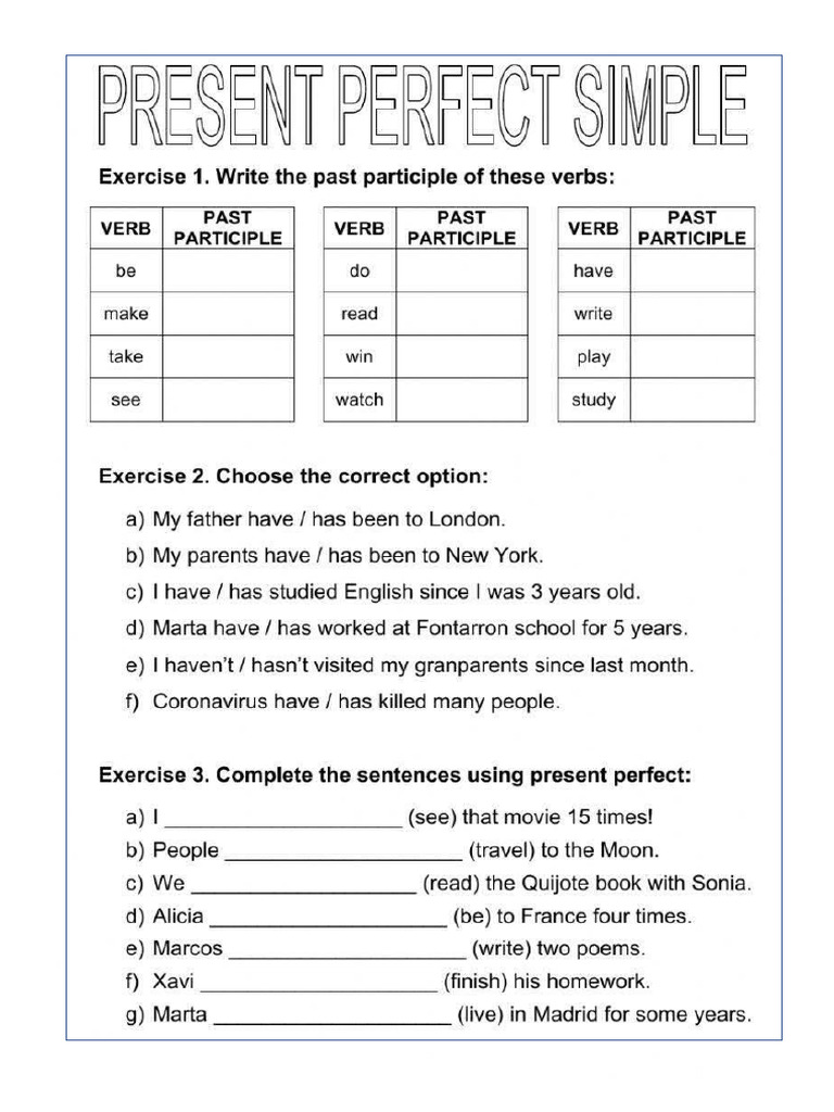Present Perfect 3rd Grade | PDF