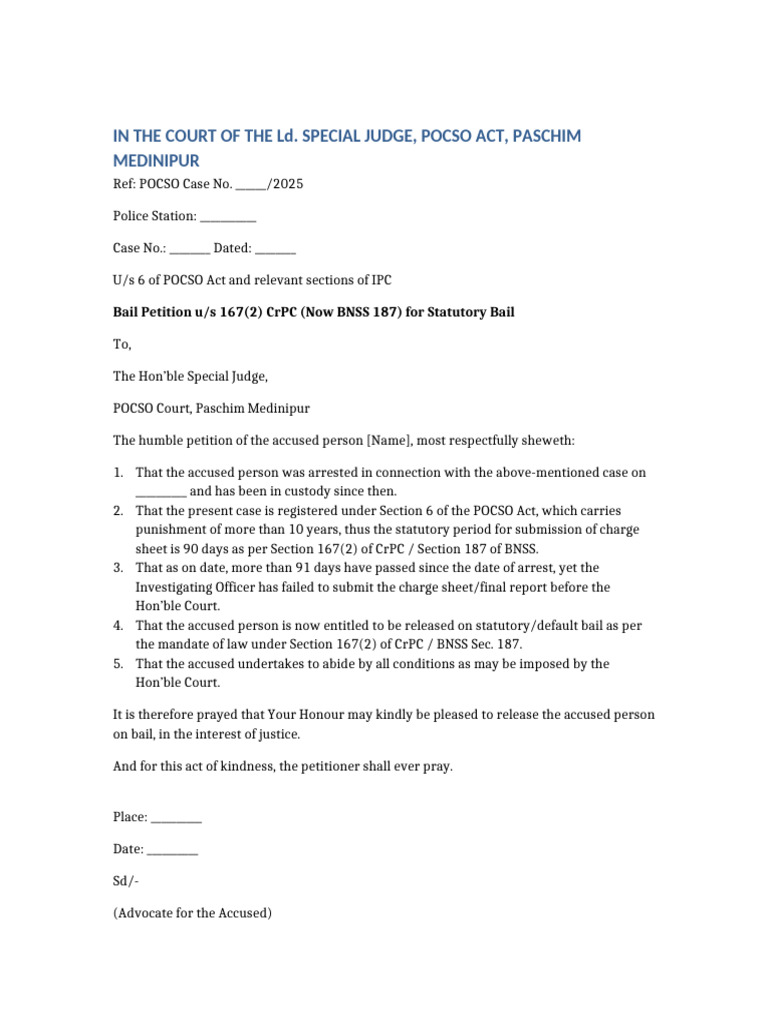 Statutory Bail POCSO 6 | PDF