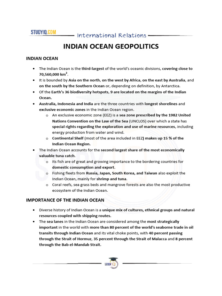 Indian Ocean Geopolitics Overview | PDF