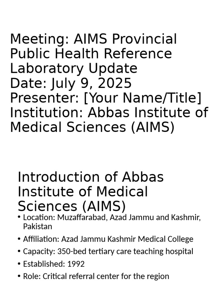 AIMS Public Health Lab Update 2025 | PDF | Public Health | Health Care