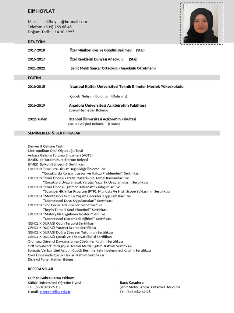 Elif Hoylat CV 3 | PDF