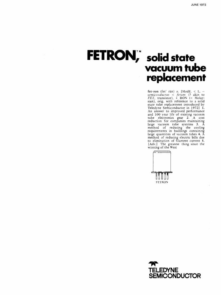Fetron | PDF | Vacuum Tube | Field Effect Transistor
