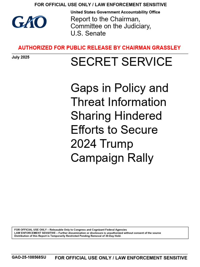 Gao Usss Report Released by Chairman Grassley | PDF | United States ...