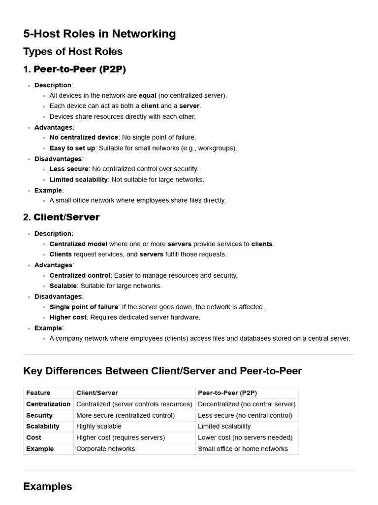 5-Host Roles in Networking | PDF