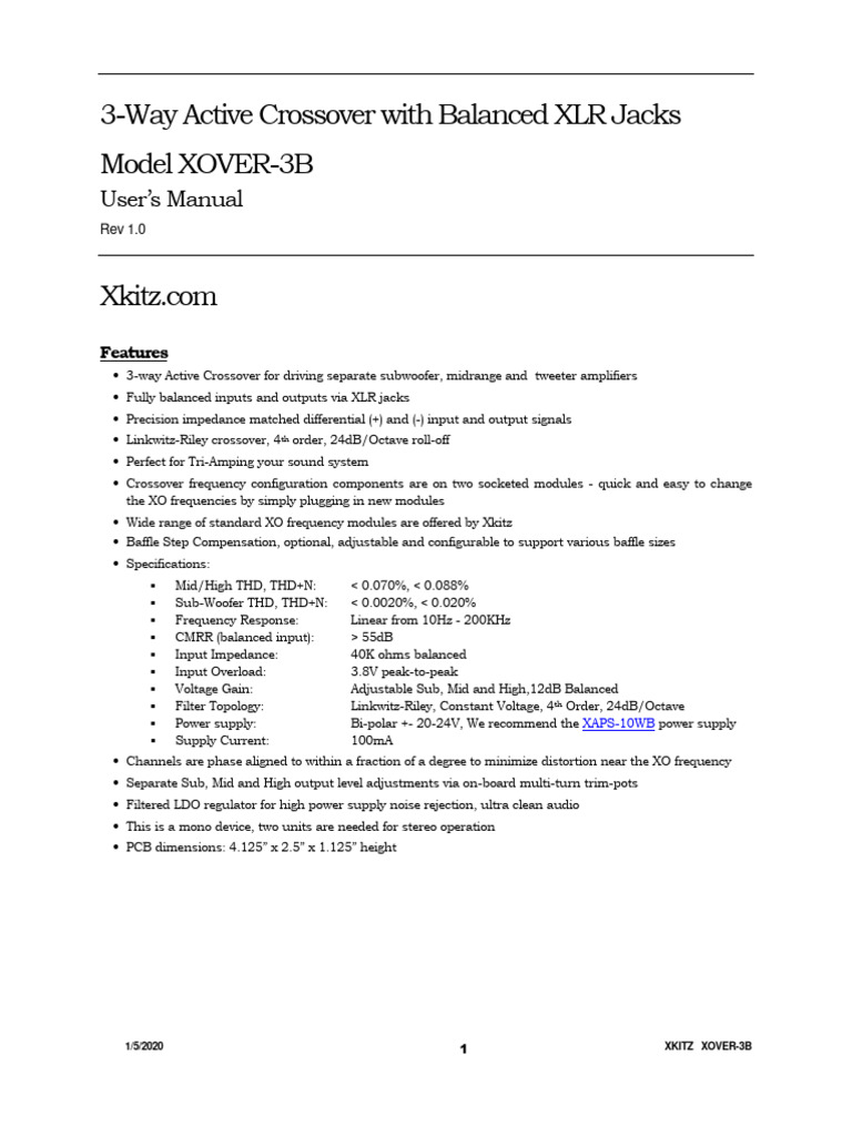 XOVER-3B Instr Manual | PDF | Loudspeaker | Distortion