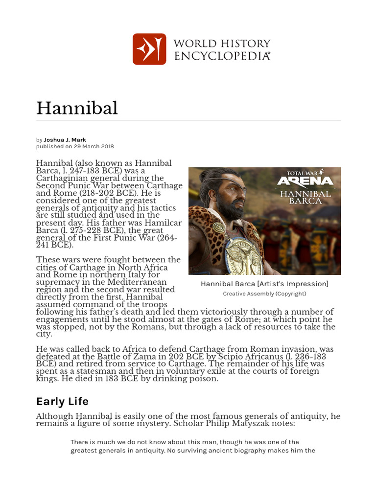 Hannibal - World History Encyclopedia | PDF | Hannibal | Punic Wars