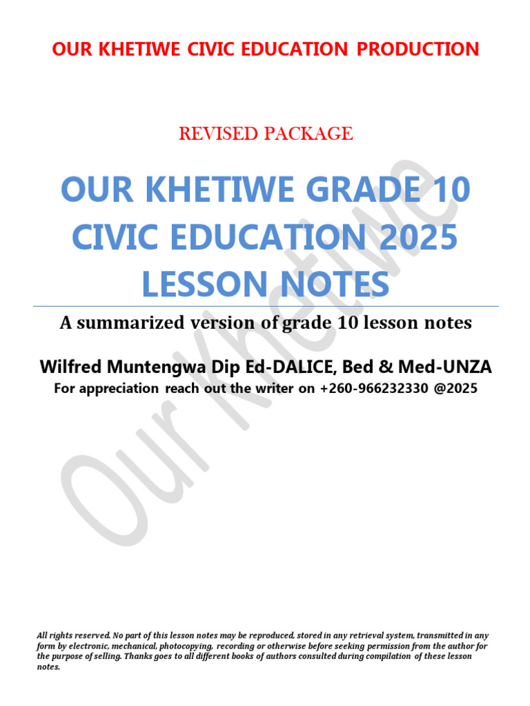Grade 10 Civic Education Overview 2025 | PDF | Voting | Elections