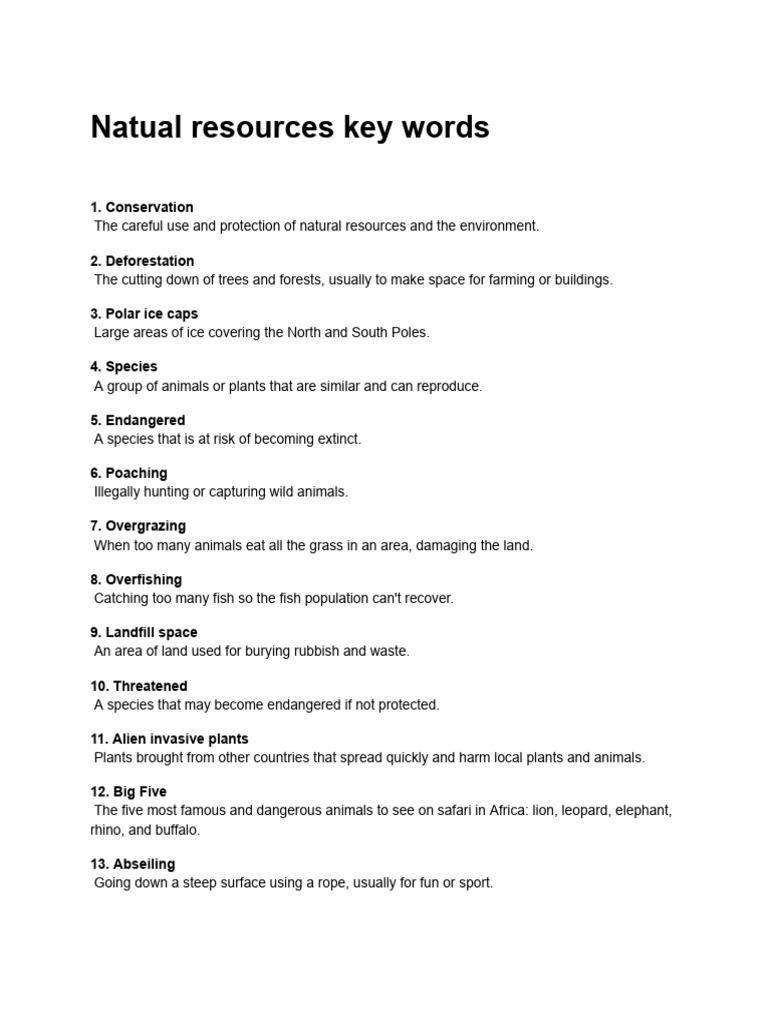 Natual Resources Key Words | PDF