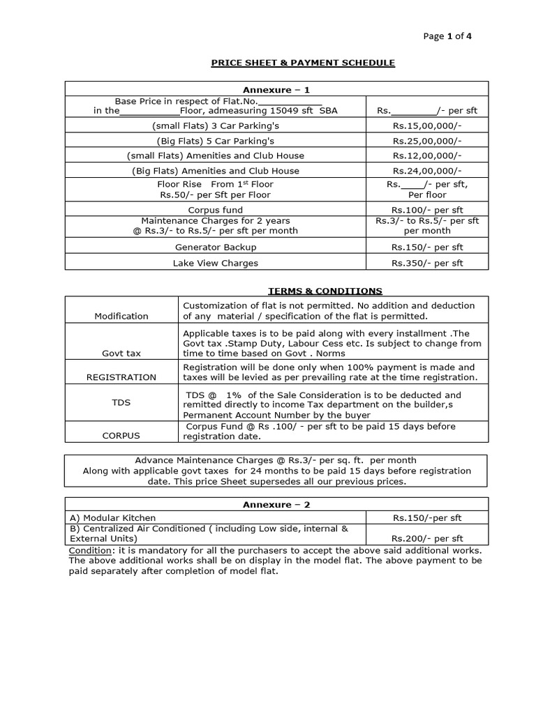 Raichandani Eka One Price Sheet | PDF | Taxes | Public Finance