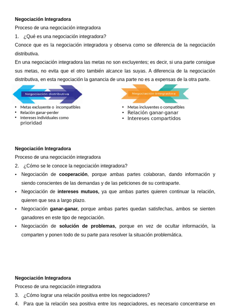 Proceso de Negociación Integradora | PDF | Negociación | Ventas