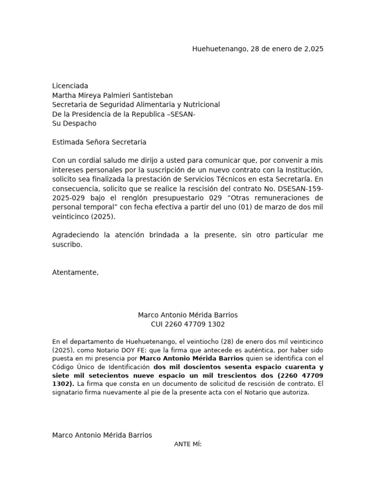 Rescision Marco Merida | PDF