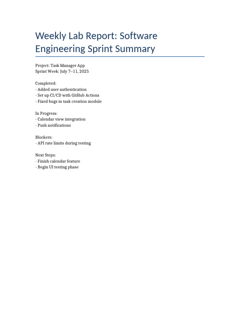 Lab Report Software Engineering Sprint | PDF