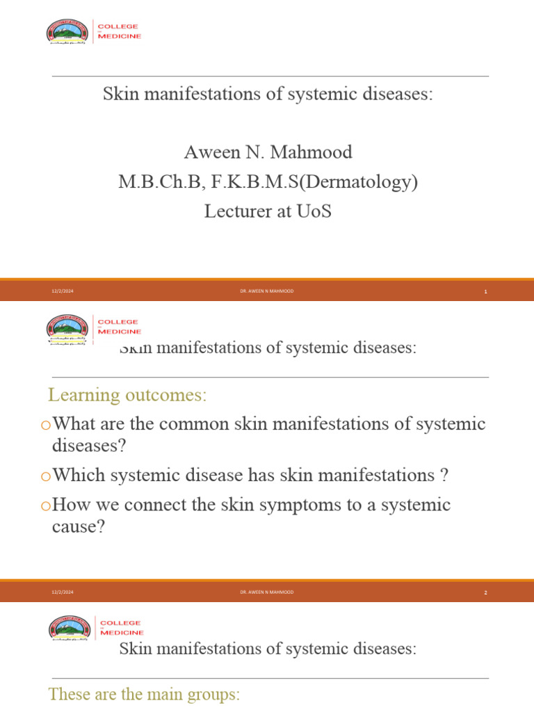 L5 Skin Manifestations of Systemic Diseases (Derma) | PDF | Rheumatoid ...