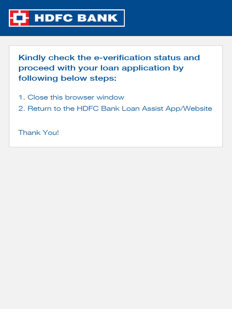 HDFC Loan Application E-Verification Steps | PDF