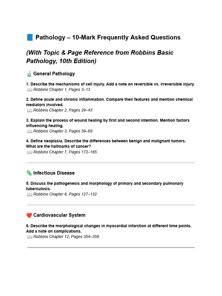 Pathology Exam FAQs and Topics | PDF