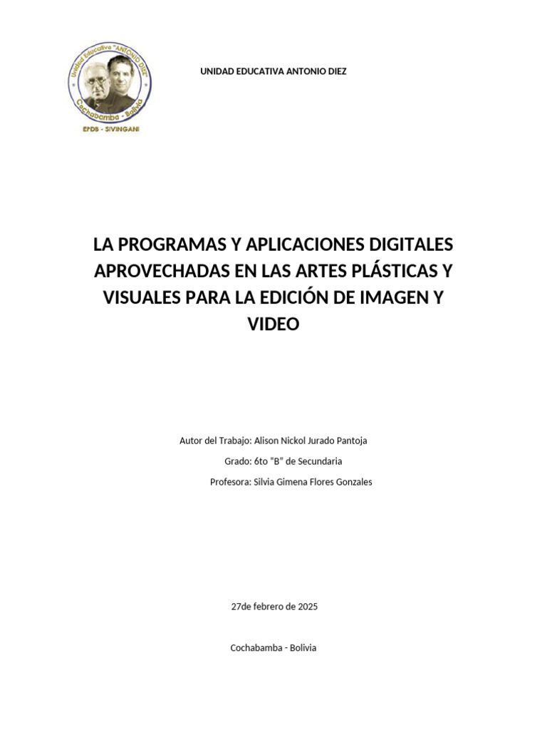 Informe en Un Tipo de Formato Acerca de Las Artes | PDF | Informática ...