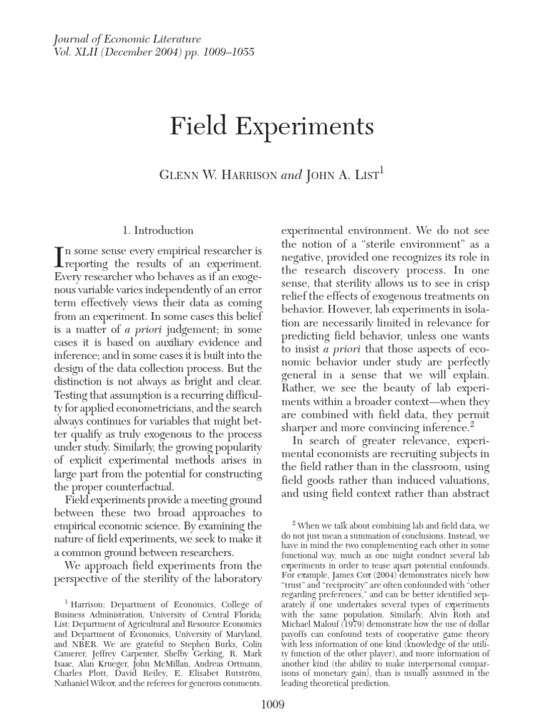 Harrison List | PDF | Experiment | Sampling (Statistics)