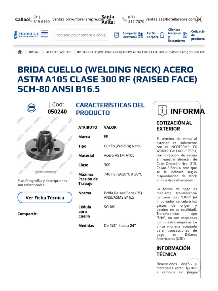 Bridas Welding Neck Acero ASTM A105 300 | PDF | Plomería