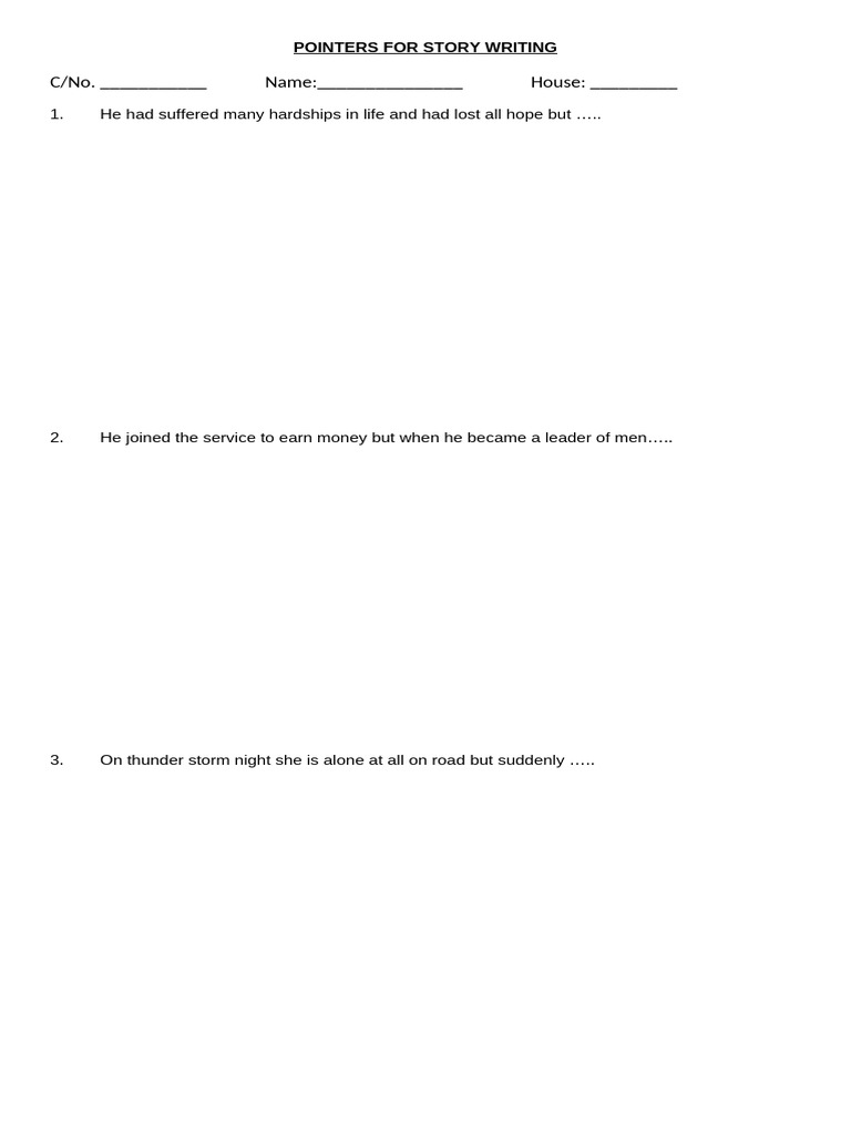 Story Writing Prompts and Pointers | PDF