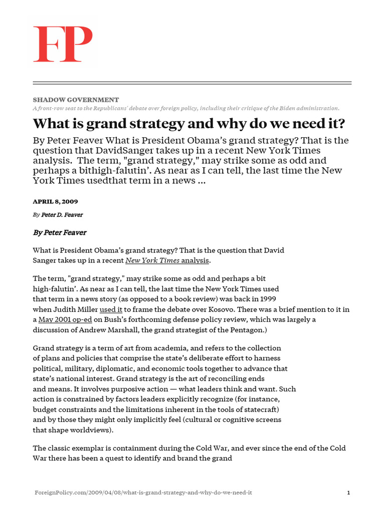 Understanding Grand Strategy's Importance | PDF | Grand Strategy ...