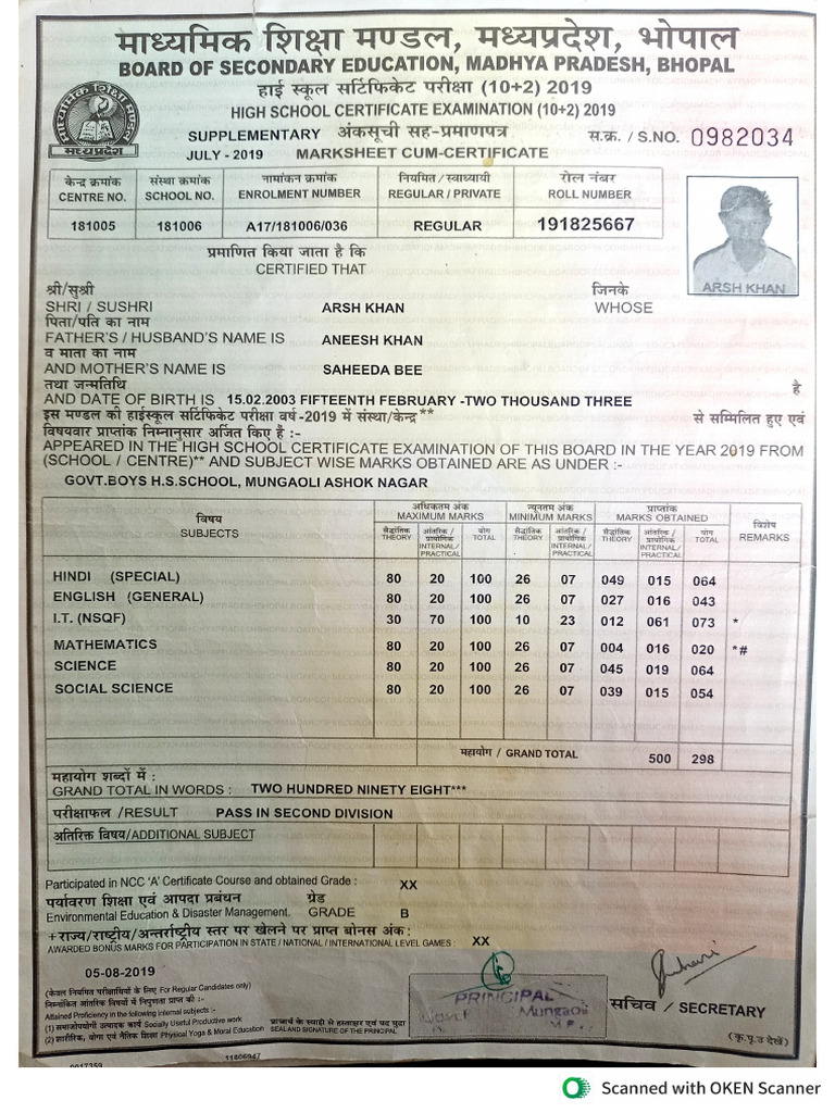 10 TH Marksheet | PDF