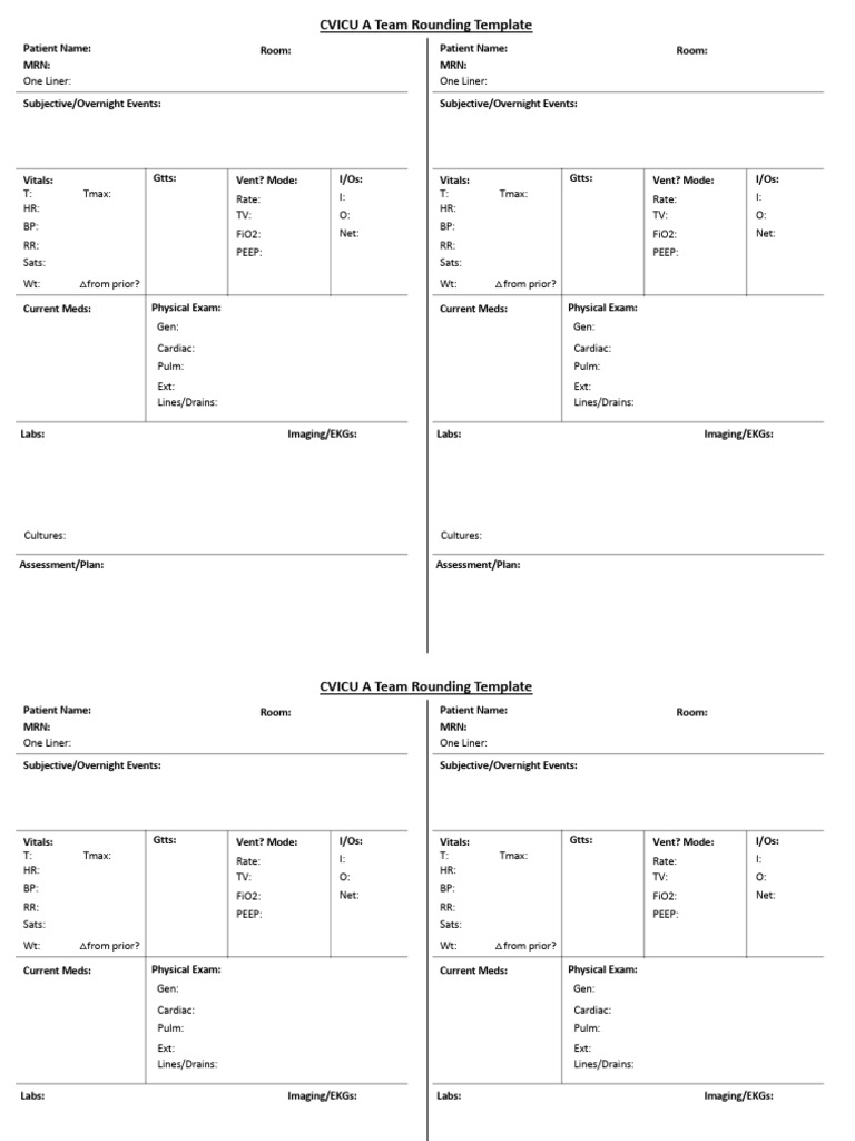 CVICU A Team Template | PDF | Clinical Medicine | Medicine