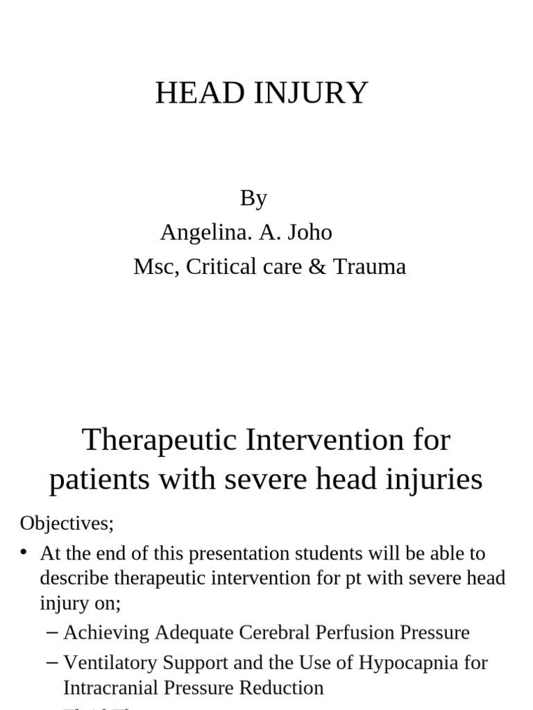 Head Injuries-Therapeutic Interventions | PDF | Traumatic Brain Injury ...
