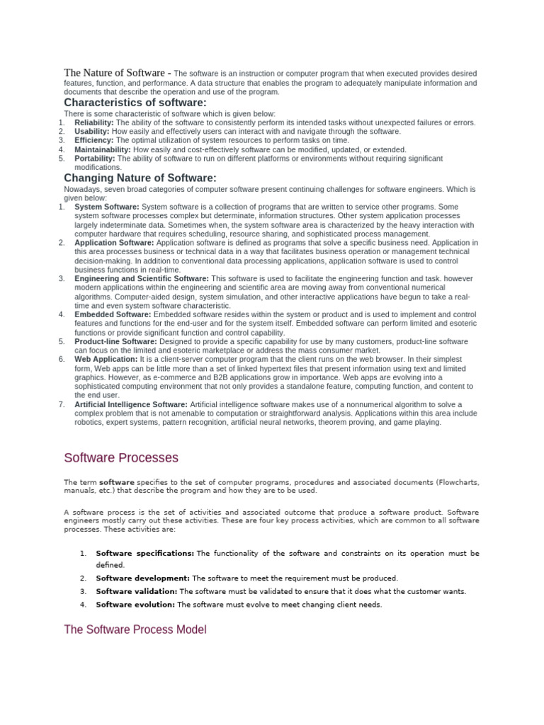 Characteristics and Nature of Software | PDF | Software | Programming