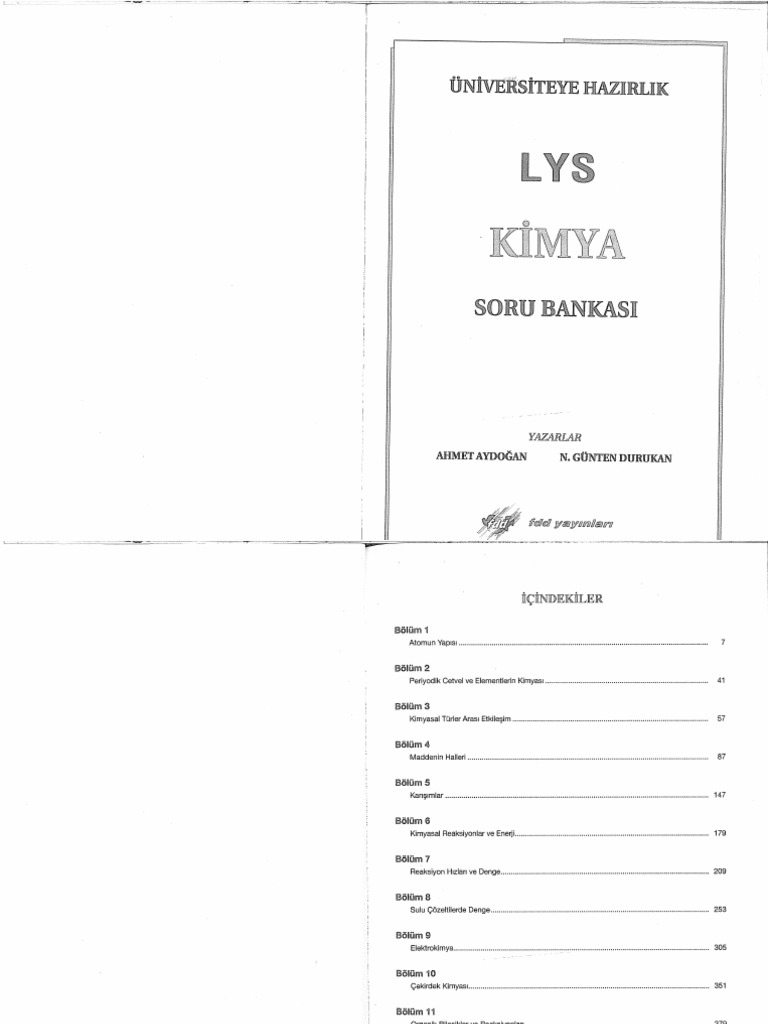 Final Dergisi Dershaneleri - LYS Kimya Soru Bankası | PDF