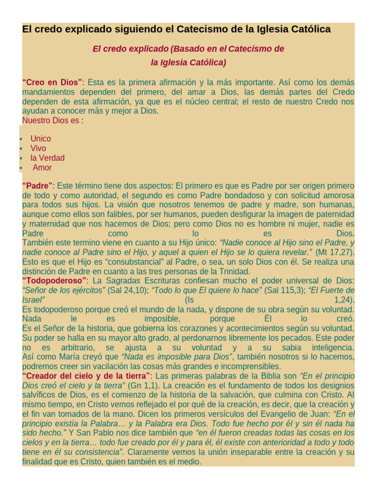 El Credo según el Catecismo Católico | PDF | eucaristía | Cristo (título)