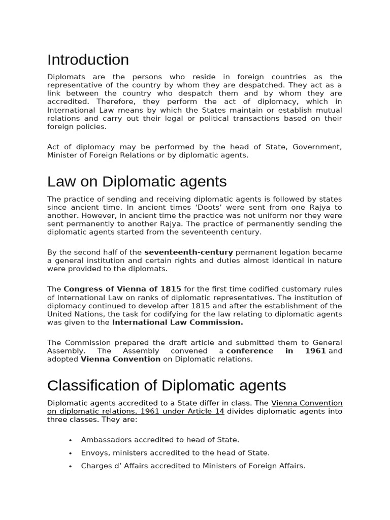 Diplomatic Agents and Envoys | PDF | Diplomatic Rank | Diplomacy