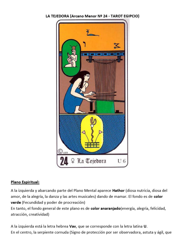 Arcano Menor 24 - La Tejedora - Tarot Egipcio - Con Inversion | PDF | Amor