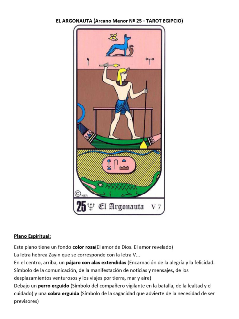 Arcano Menor 25 - El Argonauta - Tarot Egipcio - Con inversion | PDF | Amor