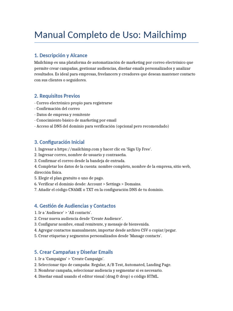 Manual Completo Mailchimp | PDF