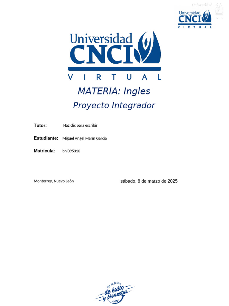 Ingles Proyecto Integrador | PDF