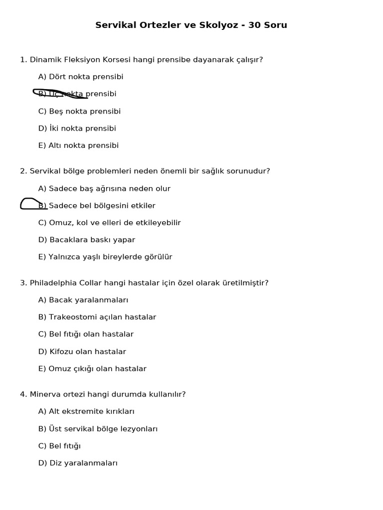 Servikal Skolyoz 30 Soru v2 | PDF