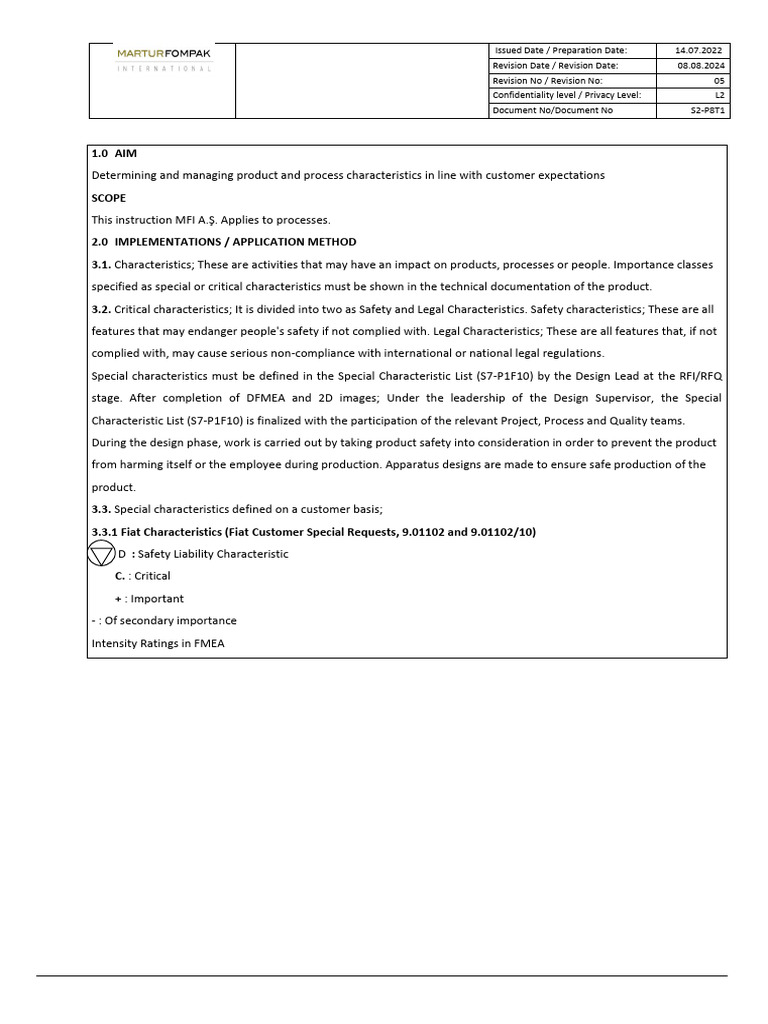 s2-p8t1 - en - 5 Special Characteristics Management Instruction | PDF ...