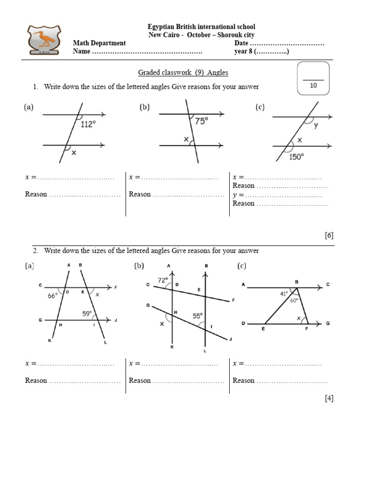 Graded Classwork (9) Angles | PDF