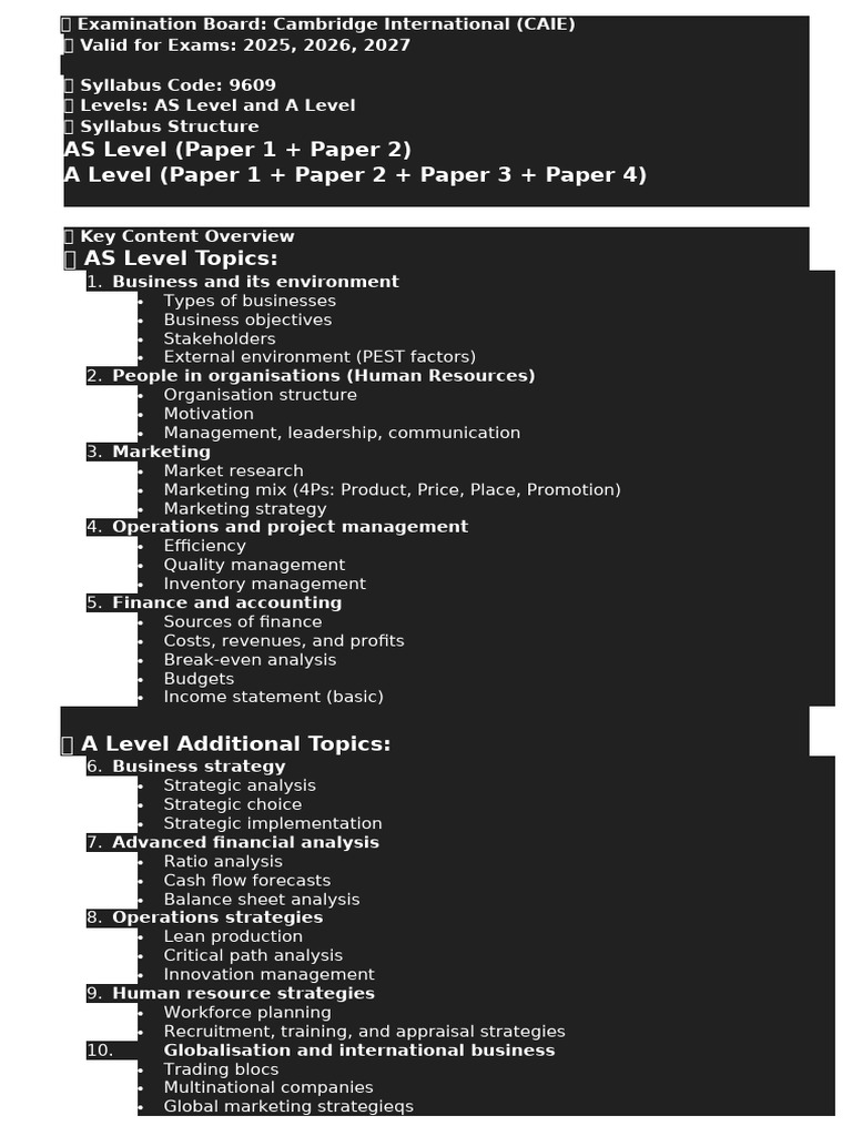 CIE-AS AL-Business (9609) | PDF | Franchising | Partnership